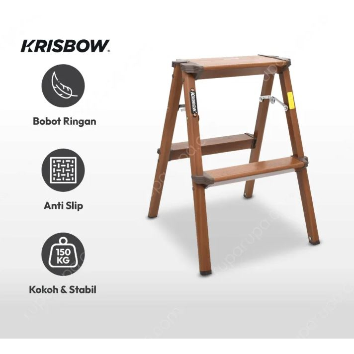 Jual Krisbow Tangga Lipat Aluminium Ladder Pijakan 2 Step Motif Kayu ...