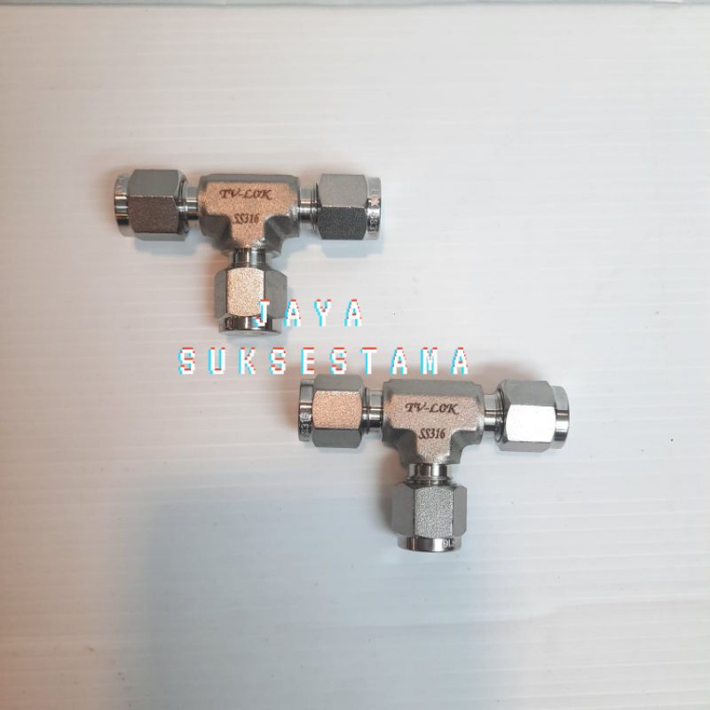 Jual Union Tee Connector Tubing SS316 OD 10mm Stainless SS 316 Tube ...