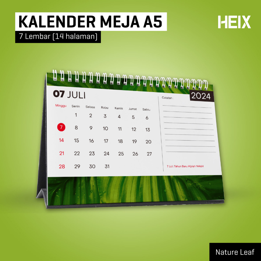 Jual Kalender Meja A5 Minimal Leaf Custom Logo 7 Lbr - 14 Hal Duduk ...