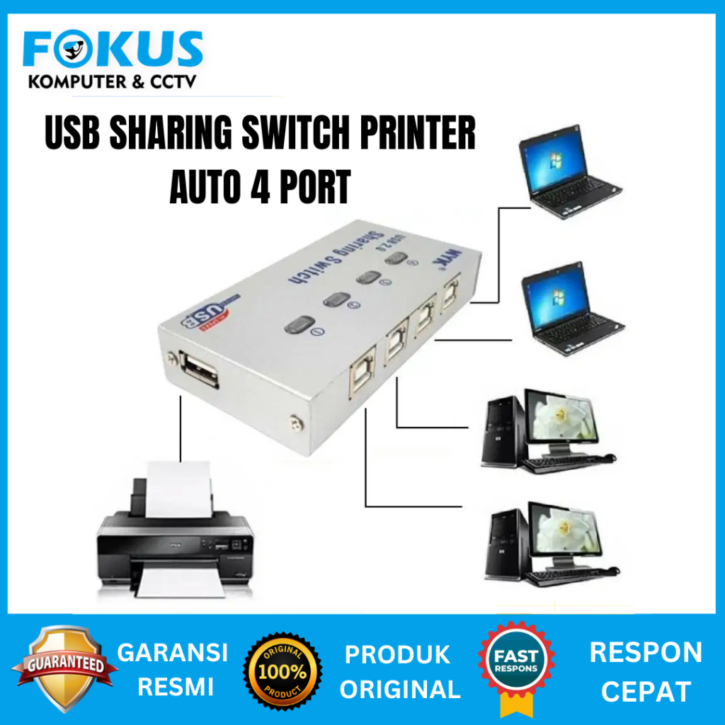 Jual Switch Usb PRINTER 4 Port / usb 2.0 switch 1-4 cabang Konektor Kabel Printer | Shopee Indonesia