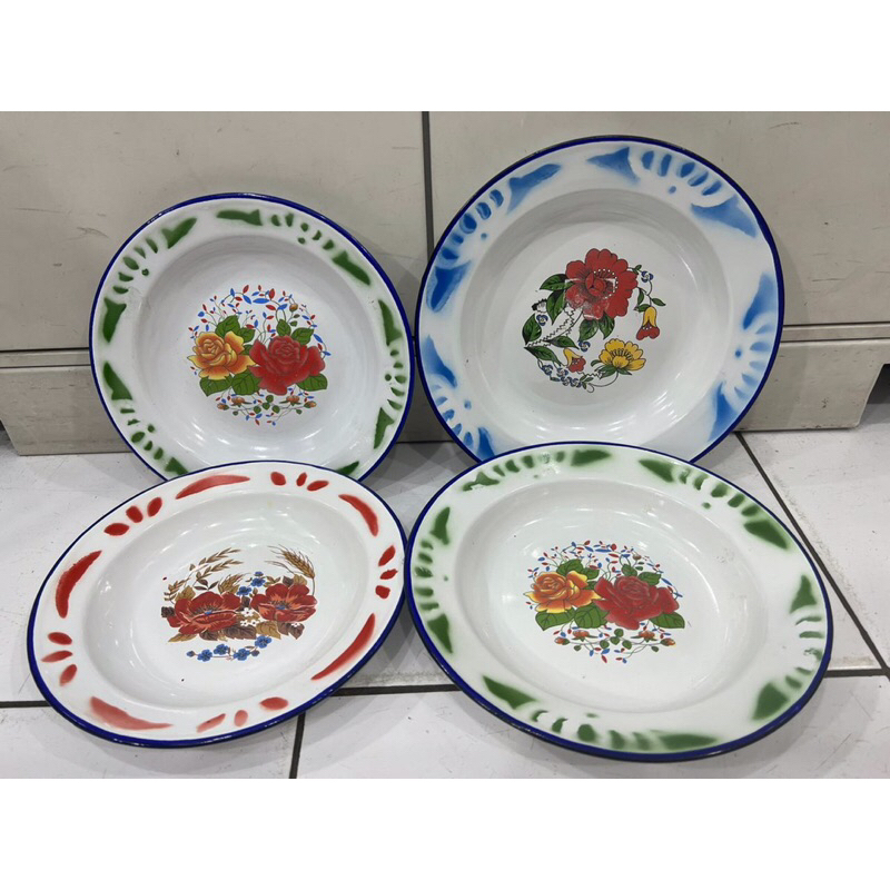 Jual Piring Enamel Jadul Motif Bunga/Piring Seng Enamel Ukuran 22cm ...