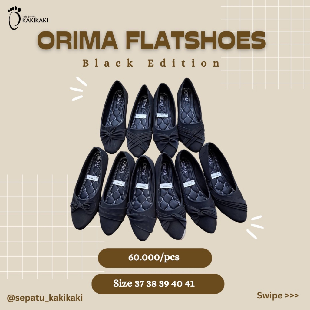 Jual FLATSHOES ORIMA HITAM SEPATU BALET KANTOR SIMPLE MURAH AWET TIDAK ...