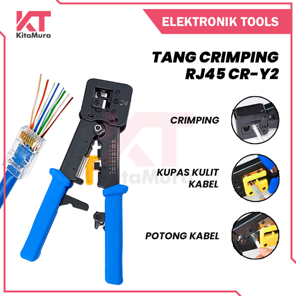 Jual Tang Crimping RJ45 Cat5,Cat6 | Crimping | Pengupas CR-Y2 Kabel ...