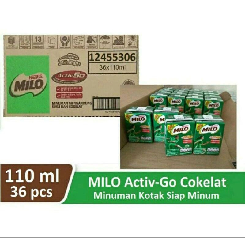 Jual susu milo kotak aktif go 110ml 36kotak | Shopee Indonesia
