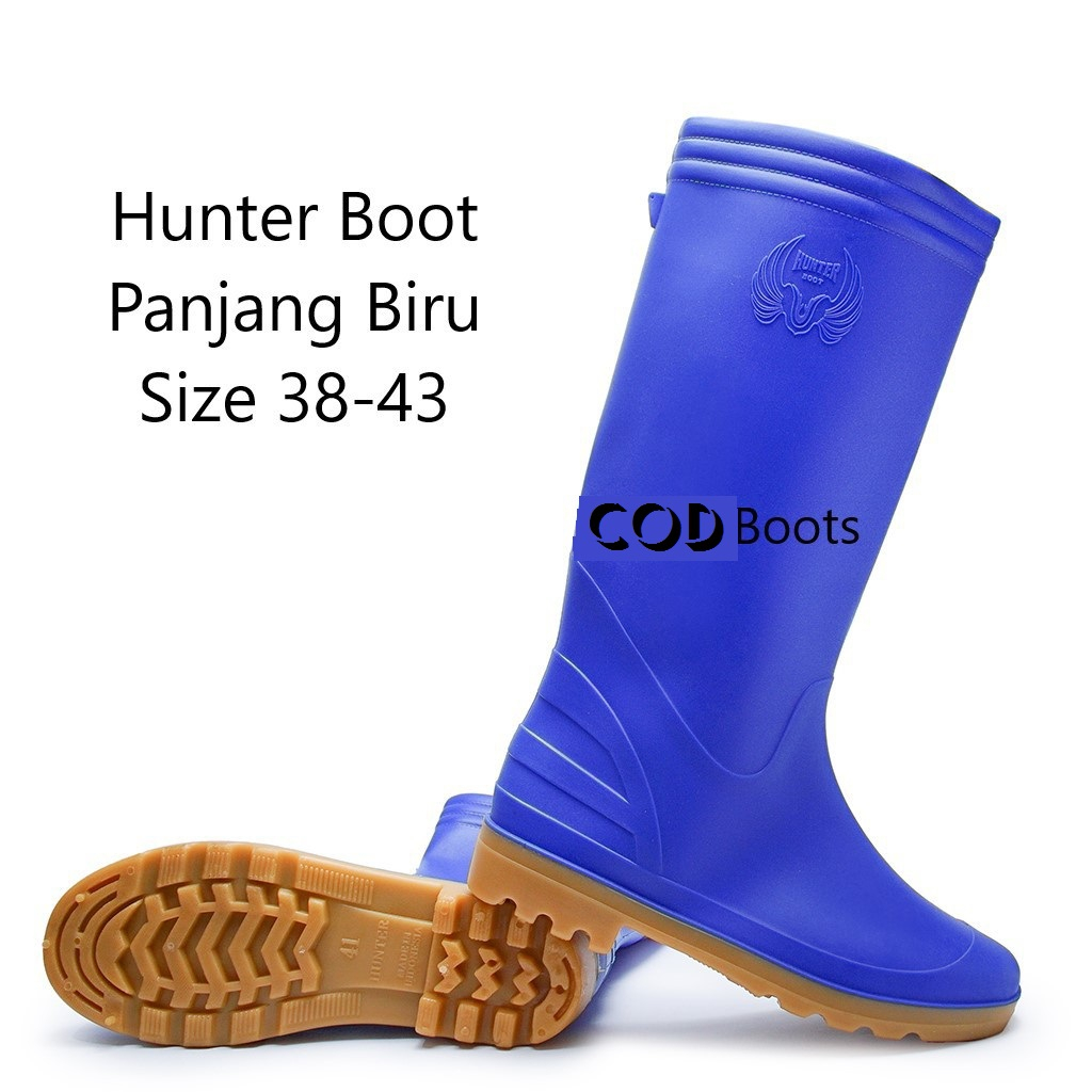 Jual Sepatu Boot Hunter 666 Panjang Biru/penthil sepatu boot kerja dan ...