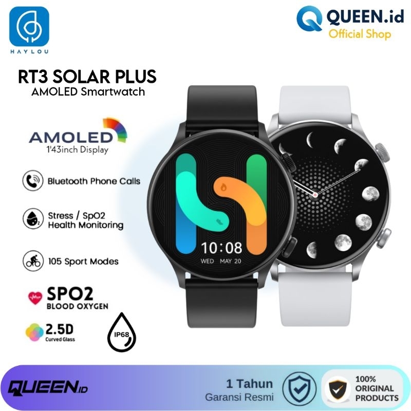 Jual Haylou SOLAR PLUS RT3 Smart Watch AMOLED AOD IP68 SpO2 Jam ...