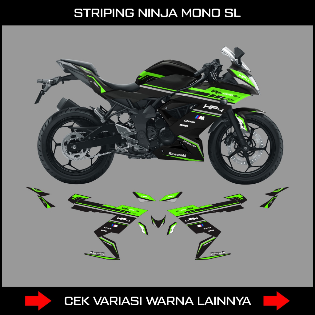 Jual decal stiker striping ninja 250sl mono / sticker lis variasi motor ...