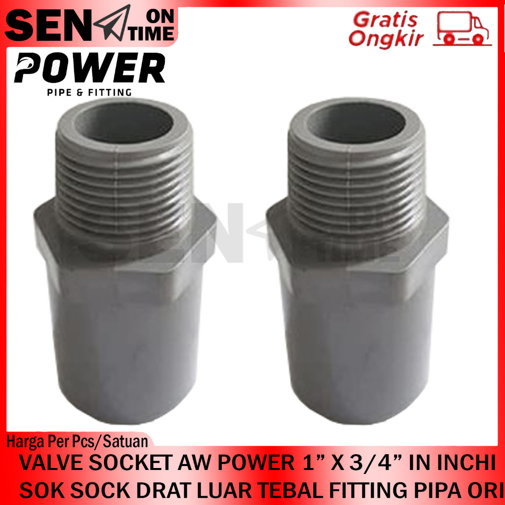 Jual VALVE SOCKET SOK SOCK DRAT LUAR 1 x 3/4 INCHI AW POWER TEBAL ...