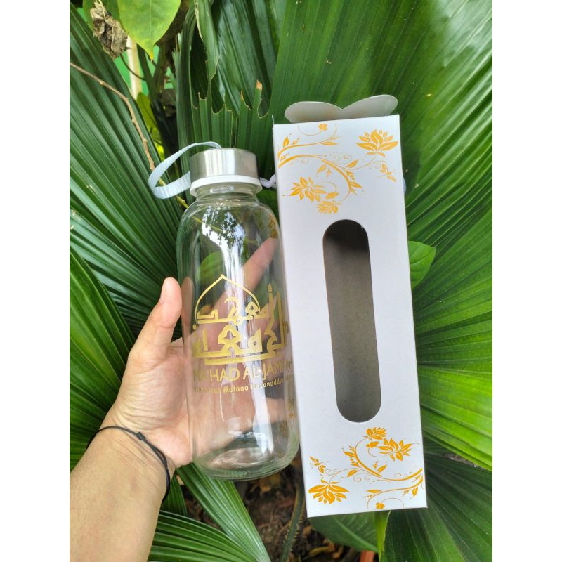 Jual SOUVENIR BOTOL TUMBLER Kaca Bening 420ml Custem sablon kemas box ...