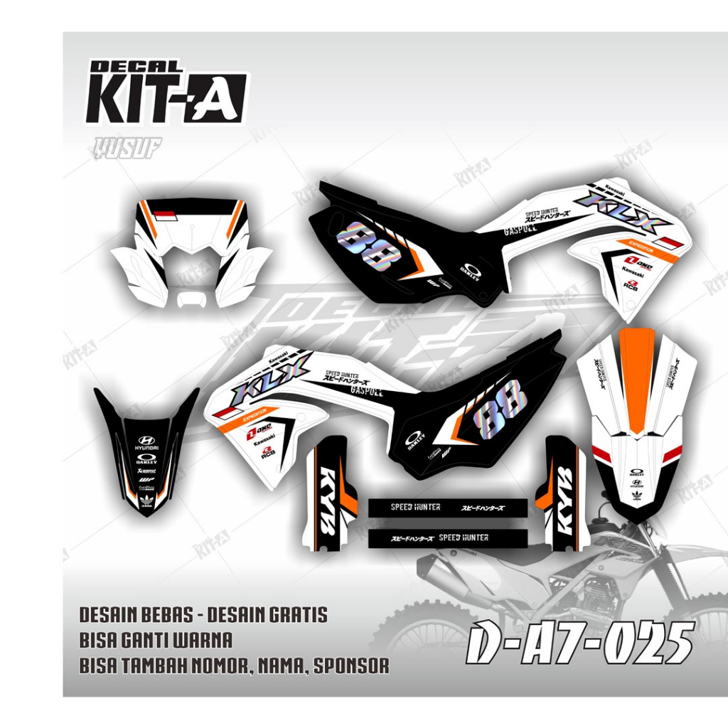 Jual Stiker KLX 230 decal setiker KLX 230 stiker motor MOTIF HALF COLOR ...