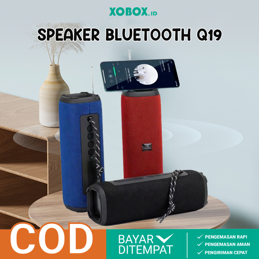 Jual Speaker Bluetooth Q19 Kisonli Tahan Air IPX5 With Antena Stereo ...