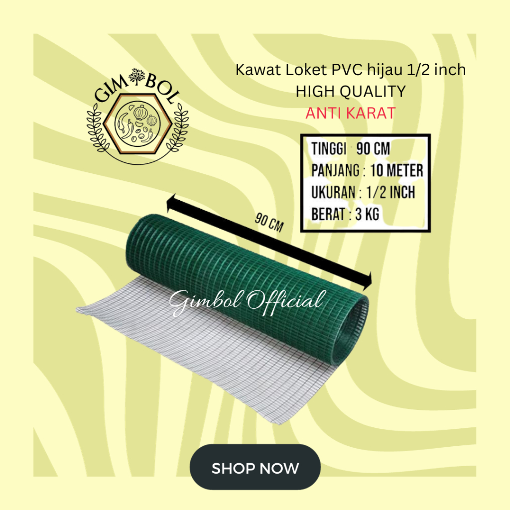 Jual Kawat Loket PVC Hijau 1 ROL 10 METER | Kawat Kandang Ayam Burung ...