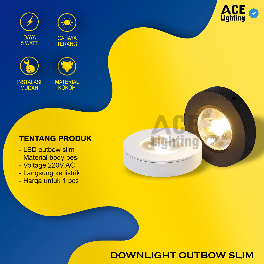 Jual Lampu downlight 5 watt led lampu plafon outbow slim 5W | Shopee ...
