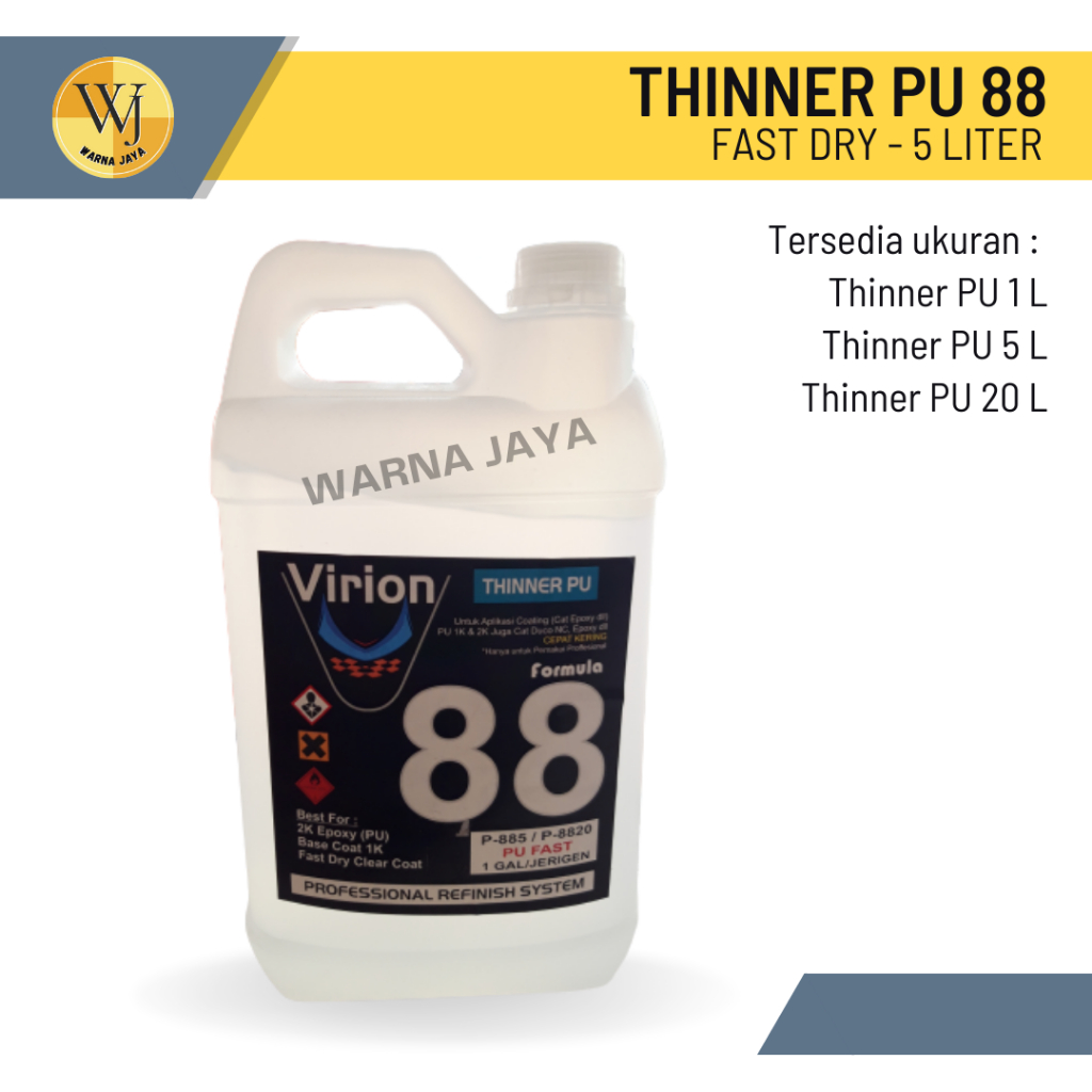 Jual Thinner PU 88 5 Liter Fast Dry / Thiner Tiner 5L Pengencer Cat | Shopee Indonesia
