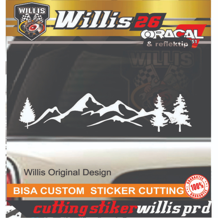 Jual Cutting Sticker Mobil Sticker Animasi Pemandangan bukit/Gunung ...