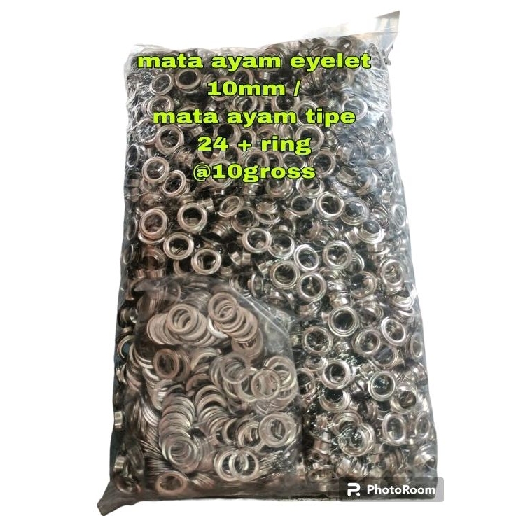 Jual 10gross mata ayam eyelet 10mm / mata ayam tipe 24 + ring nikel ...
