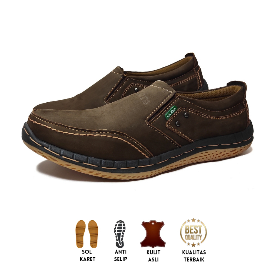 Jual Kickers Sepatu Casual Kasual Pria Bahan Kulit Asli Slip On Elegan ...