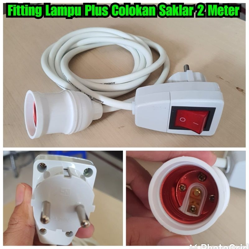 Jual Fitting lampu colokan 2 meter plus saklar on off tinggal pakai ...