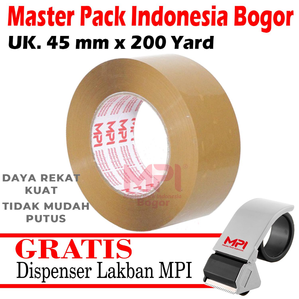 Jual [ GRATIS DISPENSER ] Lakban Coklat JUMBO MPI 45 mm x 200 yard ...