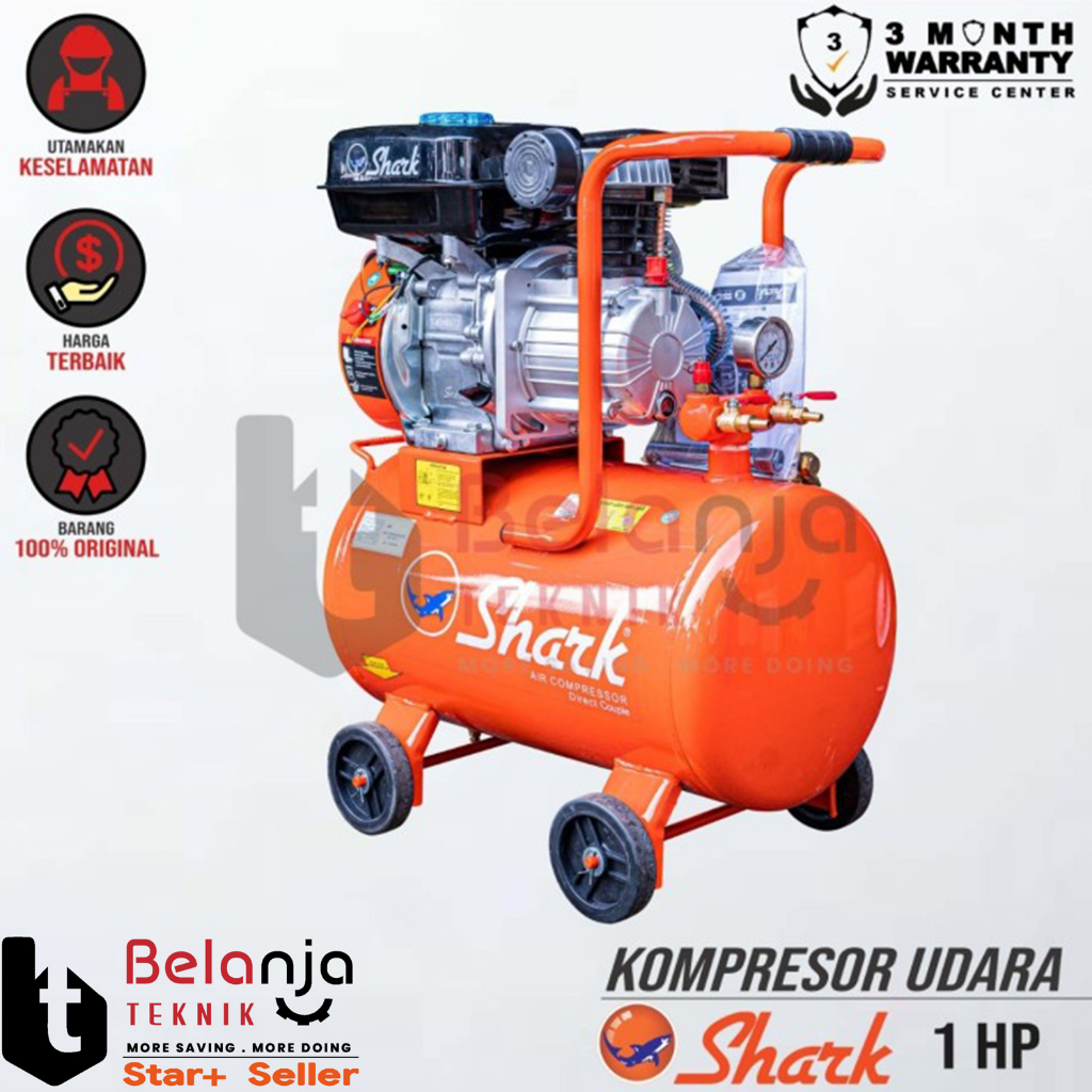 Jual Shark Portable Air Kompressor 1 HP 35 Liter Kompresor Angin Bensin ...