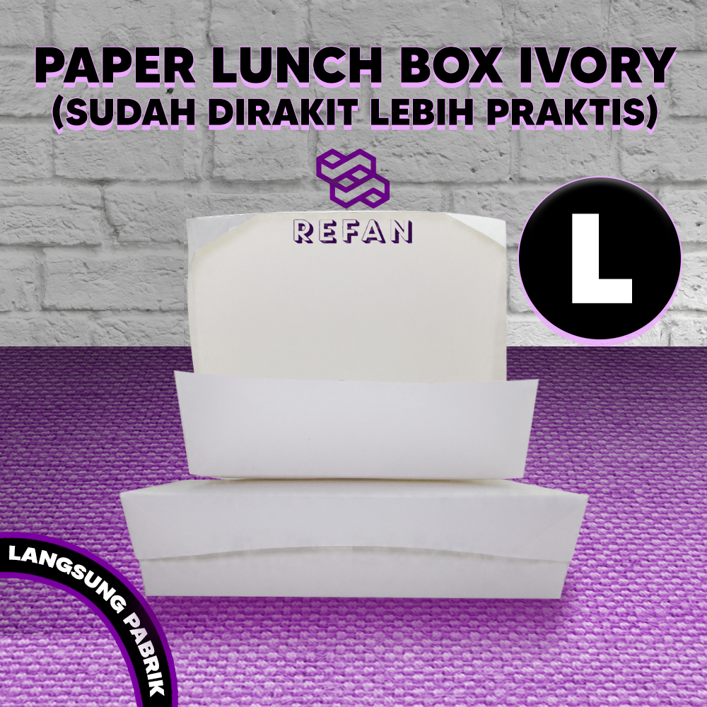 Jual PAPER BOX LUNCH UKURAN L PERSEGI PANJANG - LUNCH BOX KERTAS PUTIH ...