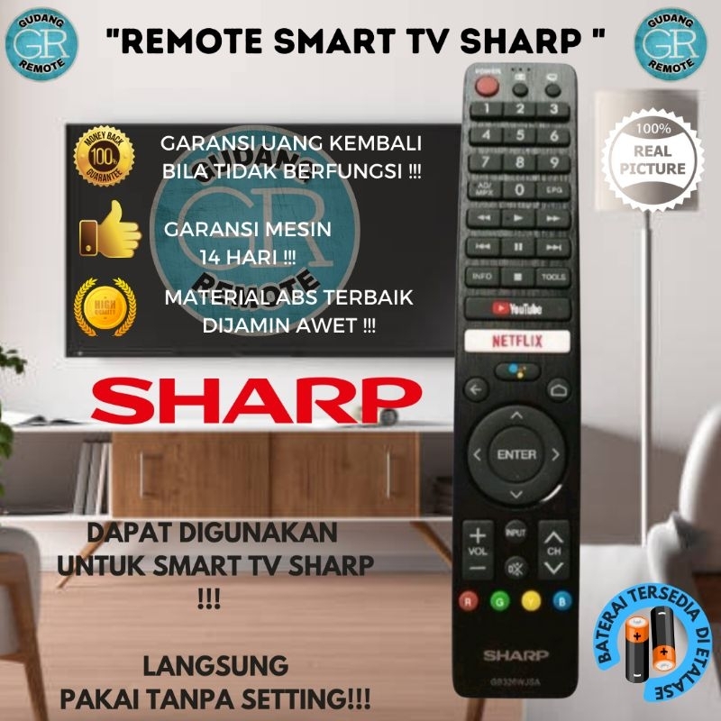Jual REMOT REMOTE TV SHARP SMART LED ANDROID GB326WJSA | Shopee Indonesia