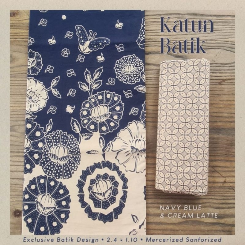 Jual Kain katun printing premium Sanforized bunga navy | Shopee Indonesia