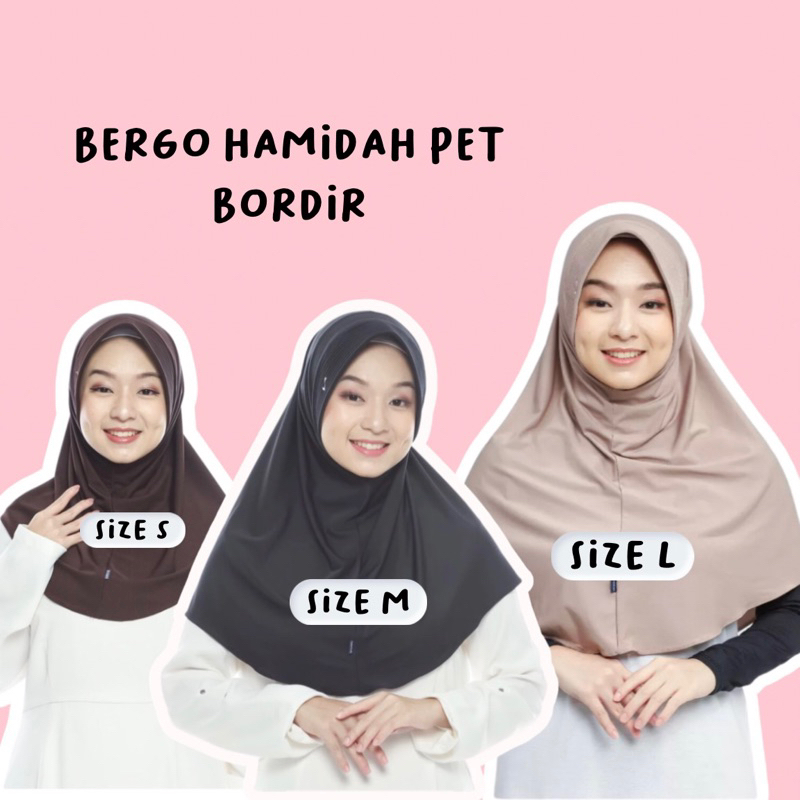 Jual BERGO HAMIDAH PET BORDIR SIZE S,M,L PET ANTEM HIJAB OVAL INSTAN JERSEY(MENUTUP DADA ...