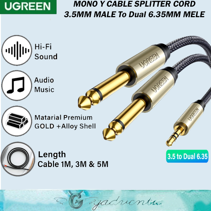 Jual UGREEN Kabel Aux Splitter 3.5mm Male to 2x 6.5mm Male Hi-Fi Quality Sound Cable Speaker ...