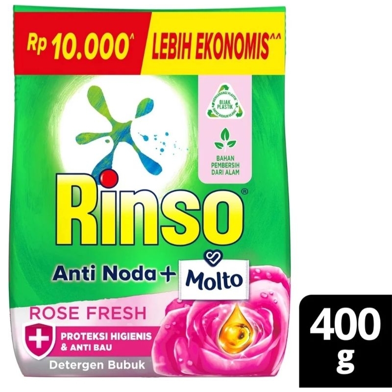 Jual RINSO MOLTO PINK ROSE FRESH DETERGEN BUBUK 400 GR | Shopee Indonesia