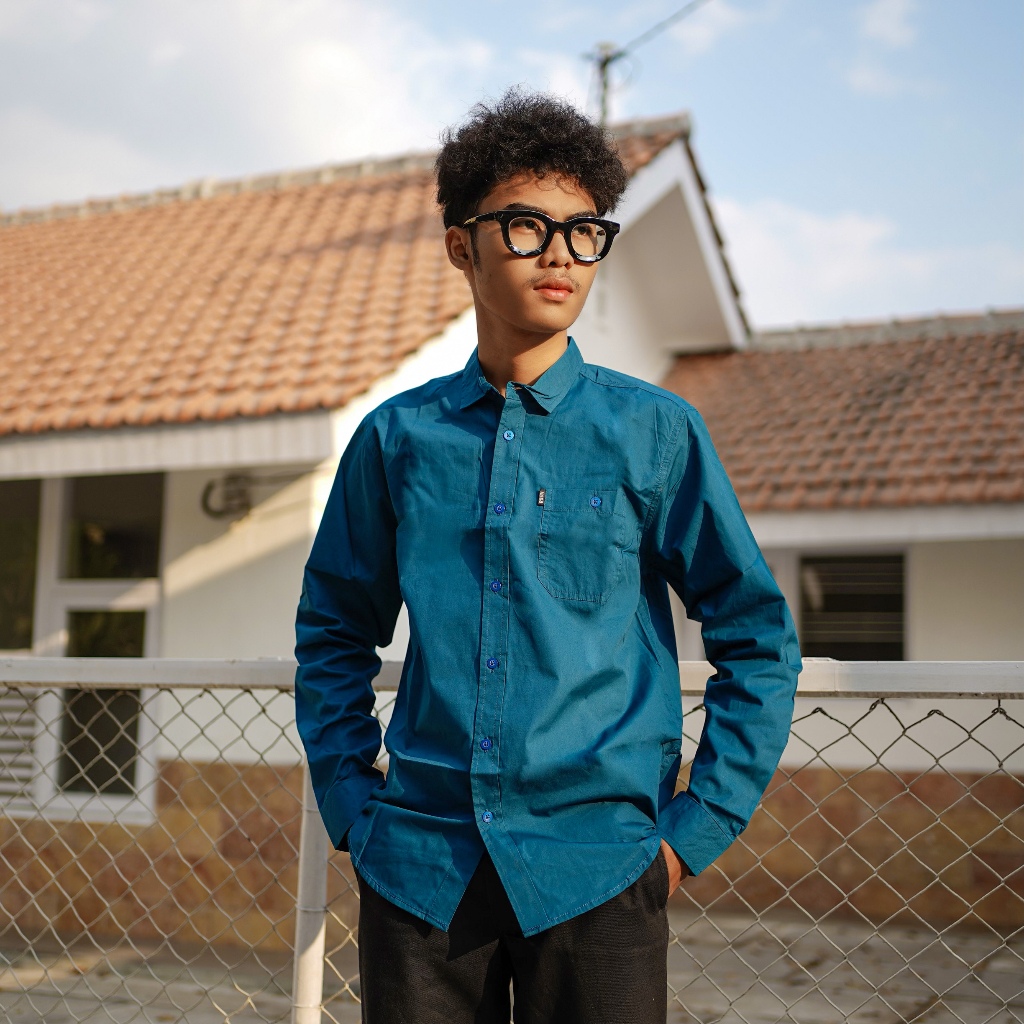 Jual Rown Division Official Long Shirt - Rowndvsn Kemeja Heaton Blue ...