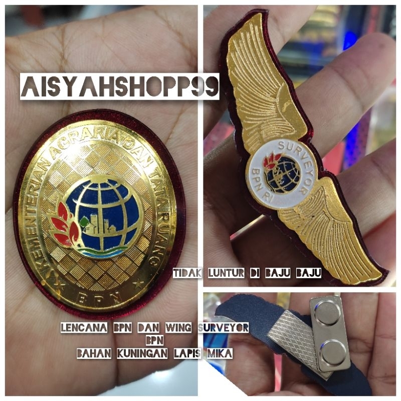 Jual PIN DAN WING BPN RI BAHAN KUNINGAN pakai magnet lapis mika anti ...