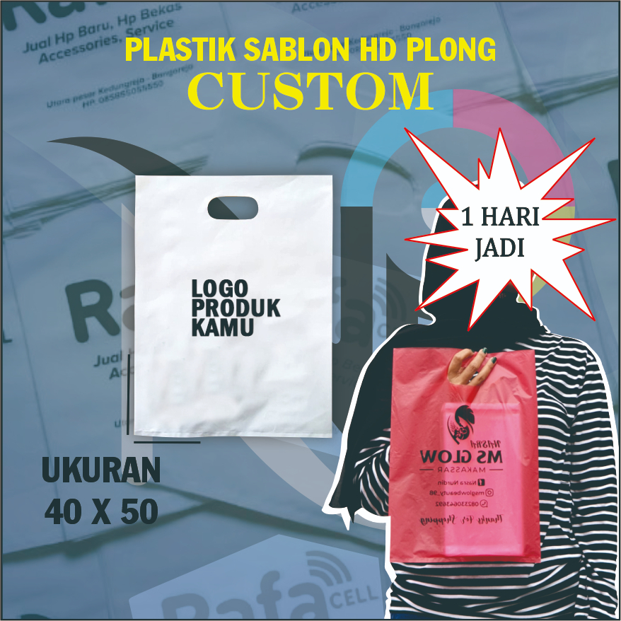 Jual Plastik Sablon CUSTOM HD Plong / Plastik Packing Online 100LBR ...