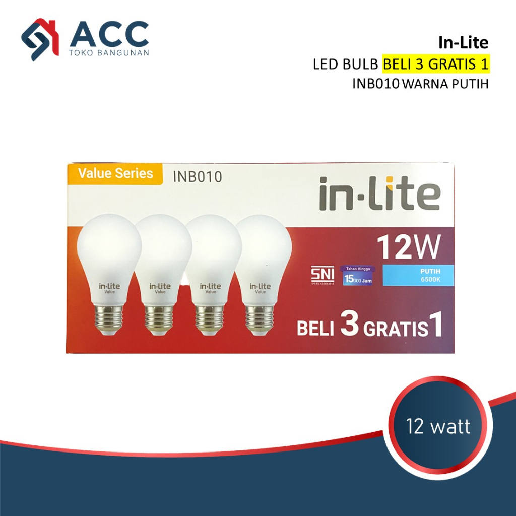 Jual INLITE INB010 VALUE SERIES LED BULB 5W 7W 9W 12W 15W 18W PAKET MURAH | Shopee Indonesia