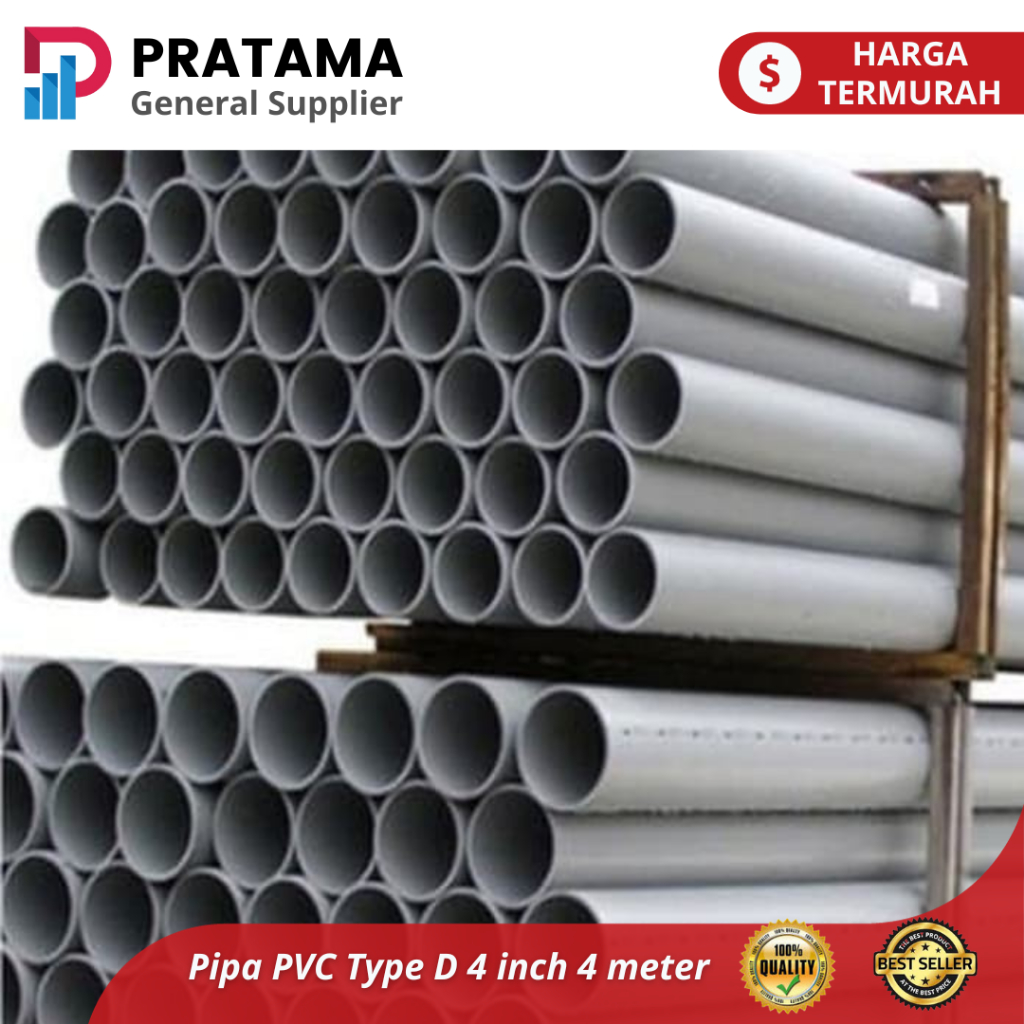 Jual PVC Pipa air 4" / Pipa Type D 4 inch Per Batang 4 Meter / surabaya ...