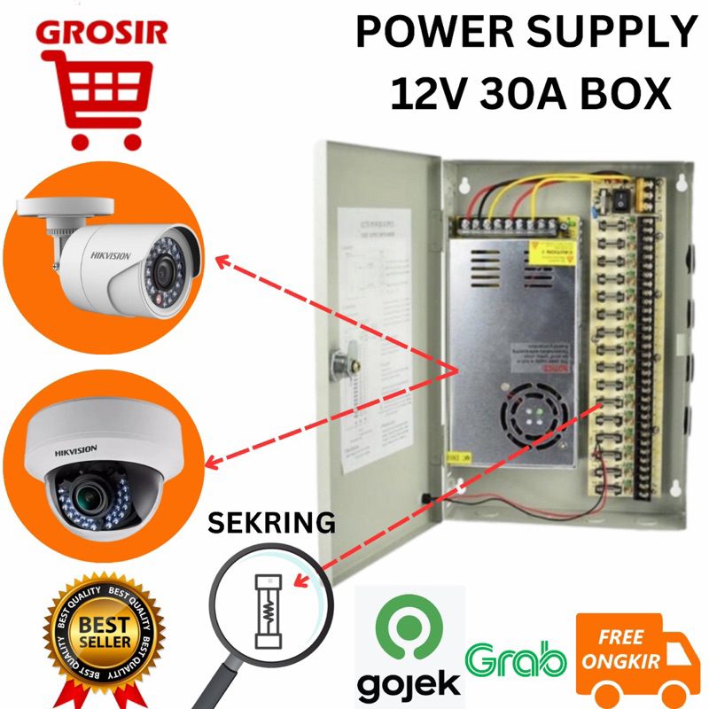 Jual PSU Power supply CCTV 12V 30A box / 12V 40A BOX PANEL | Shopee ...