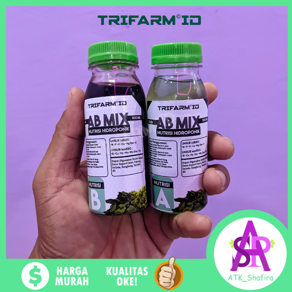 Jual TRIFARM AB Mix Nutrisi Hidroponik Cair Sayur Daun 100 cc | Shopee ...