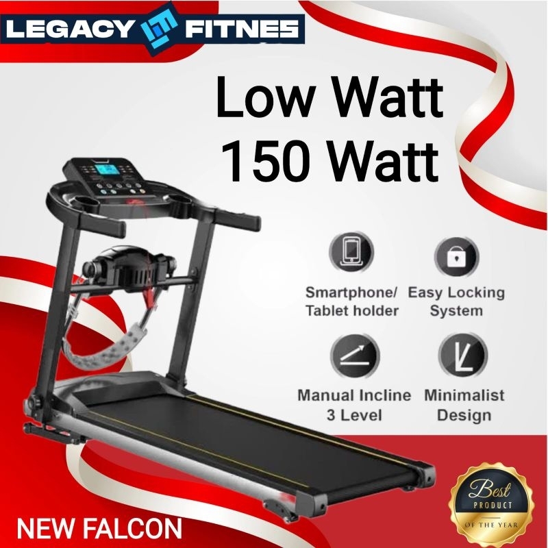Jual Treadmill Elektrik Falcon Legacy Fitnes Low watt | Shopee Indonesia