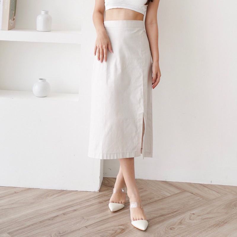 Jual MONELLY - Nam Korean Skirt (Rok Midi Korea | Rok Katun Linen | Rok ...