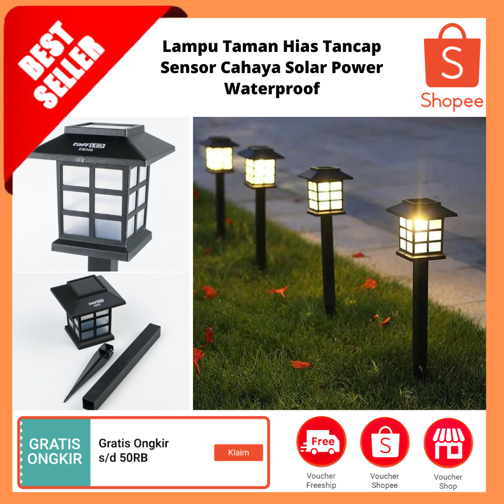 Jual Lampu Taman Hias Tancap Sensor Cahaya Solar Power Waterproof ...