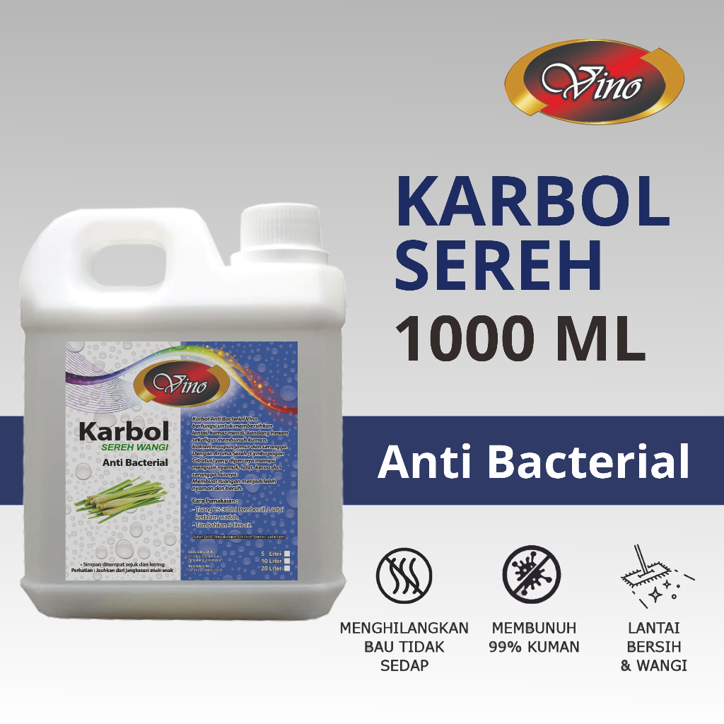 Jual Karbol Sereh Wangi Antibacterial VINO Karbol Sereh 1 Liter ...