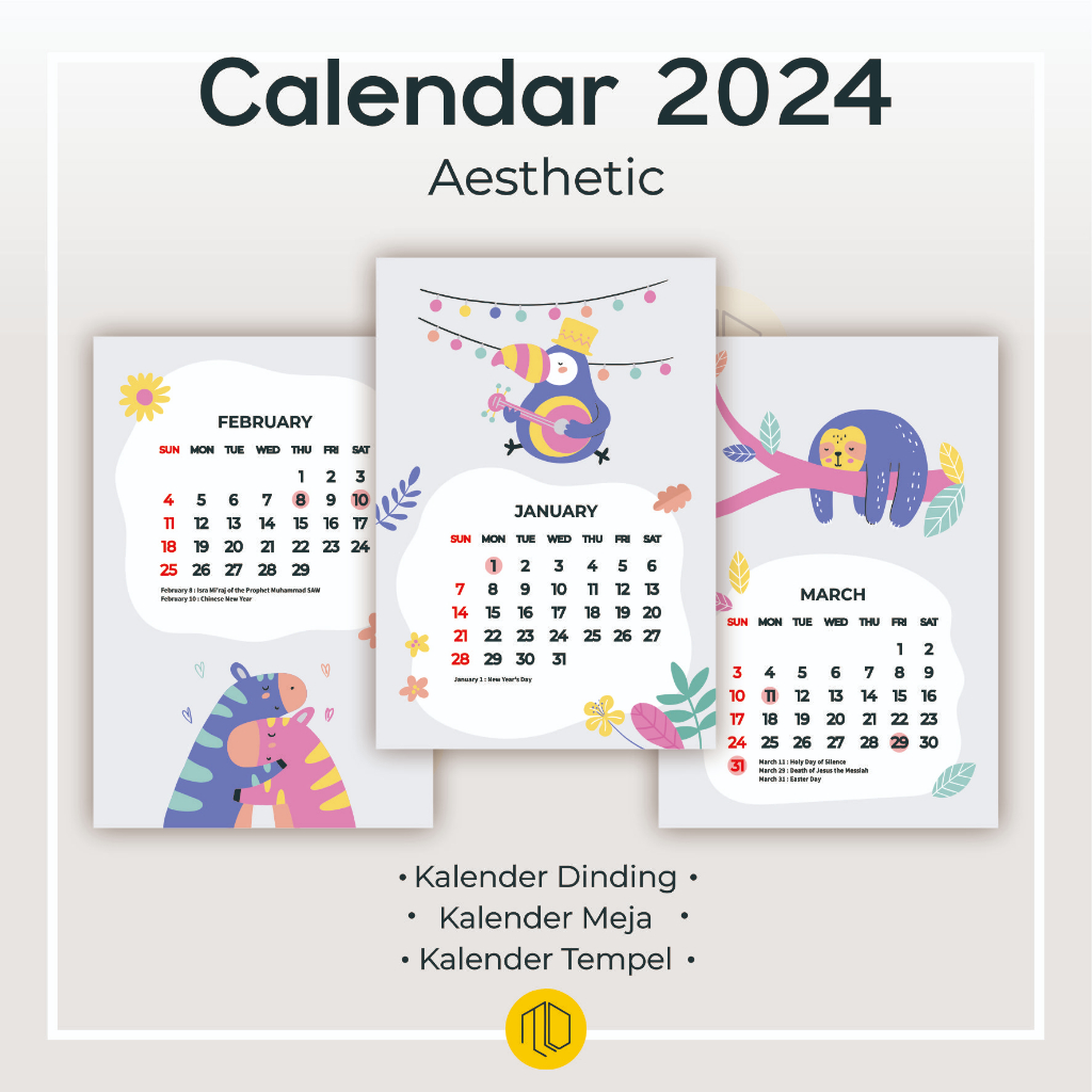 Jual Kalender 2024 MOTIF AESTHETIC Harian Mingguan 2024 - Kalender ...