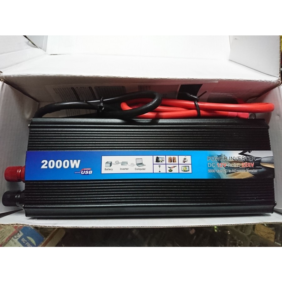 Jual Inverter Listrik Aki DC 12V ke AC 220V 2000W 2000 Watt TAFFWARE POWER INVERTER 2000W ...