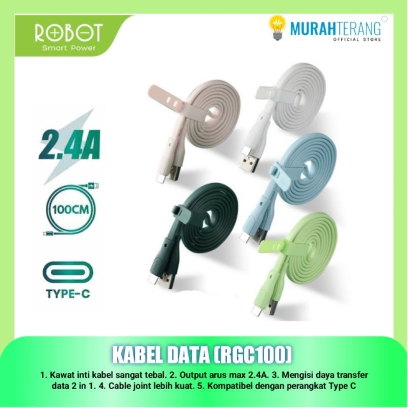 Jual KABEL DATA ROBOT RGC100 TYPE C USB 2.1A 100CM ORIGINAL | Shopee ...