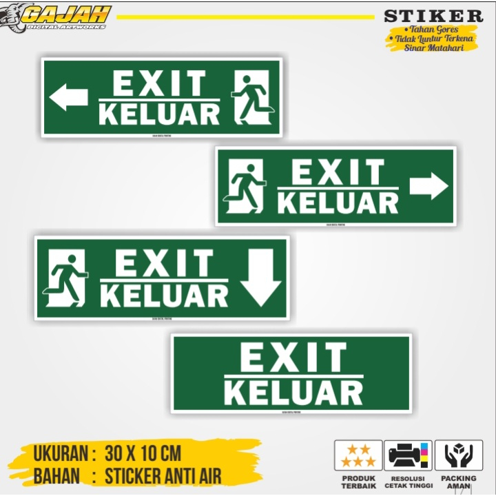 Jual Stiker Jalur Evakuasi Exit Sign | Shopee Indonesia