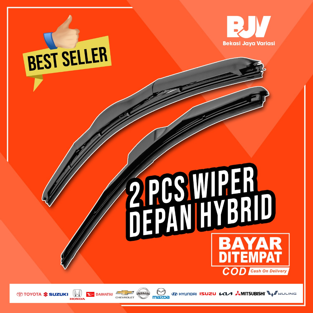 Jual 1 Set Wiper Mobil Hybrid Universal - Karet Wiper Depan Model Original Anti Baret Kaca Mobil ...