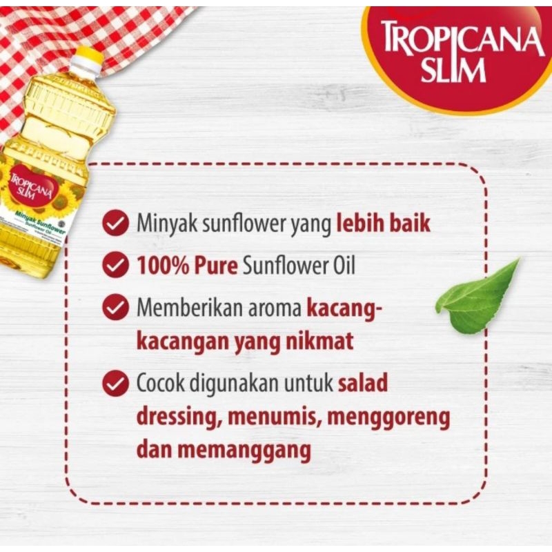 Jual Tropicana Slim Sunflower oil Minyak 1lt 1l 1 lt l ( netto 946 ml ...