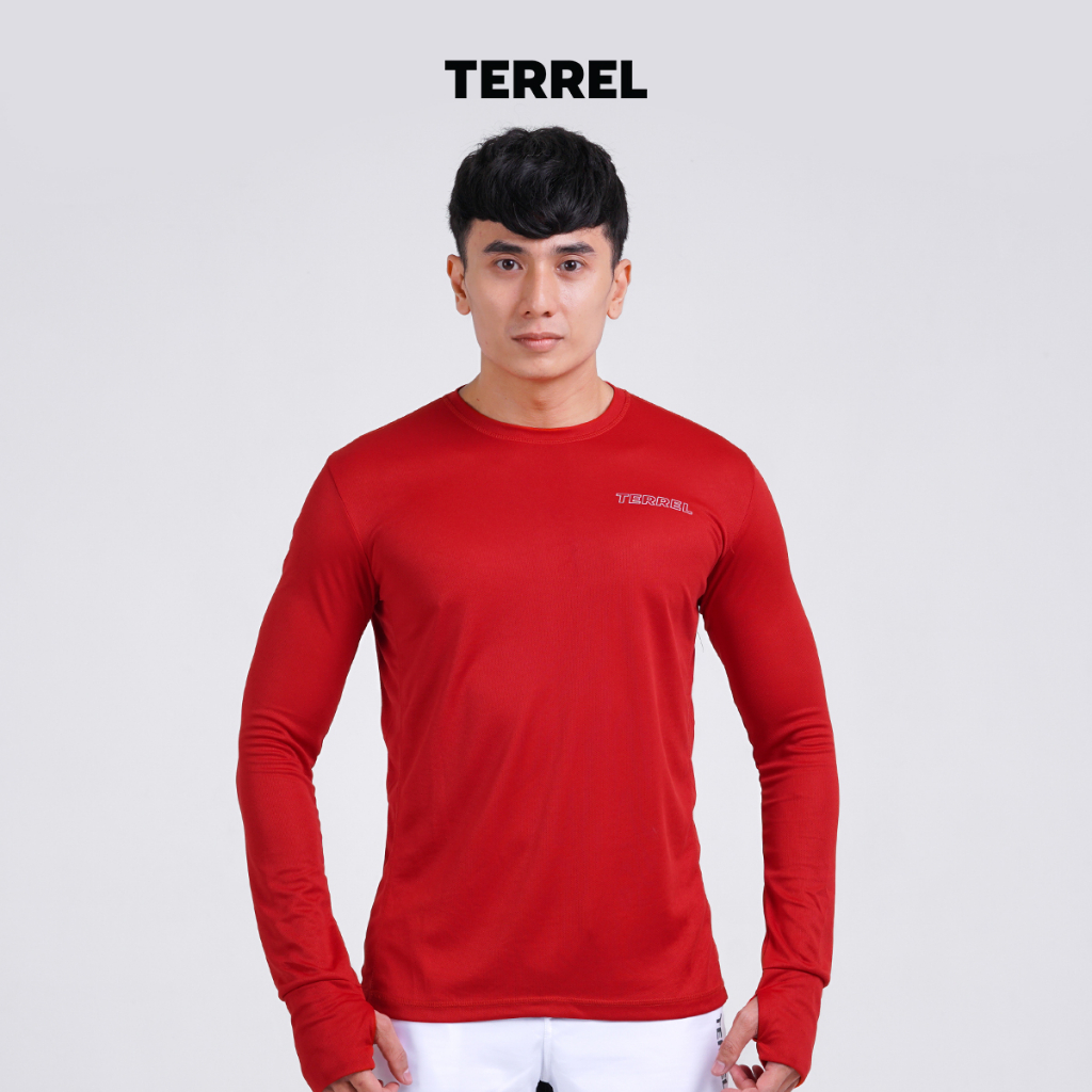 Jual Terrel sportswear basic long sleeve red baju olah raga dry fit pria lari running gym pria ...
