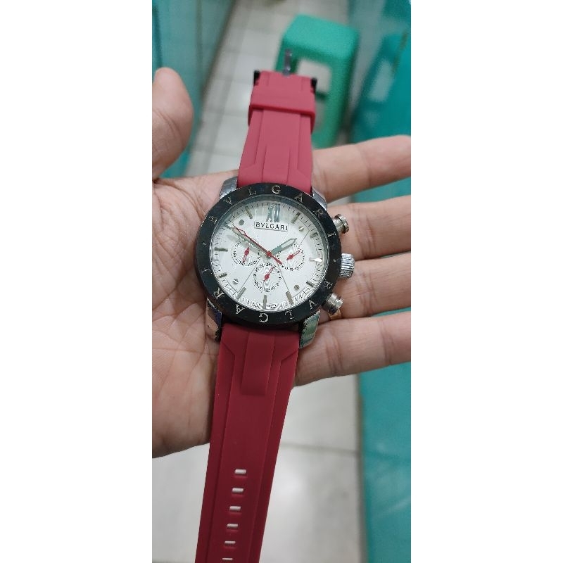 Jual jam tangan pria bvl otomatis chronograph stainles steel dial putih ...