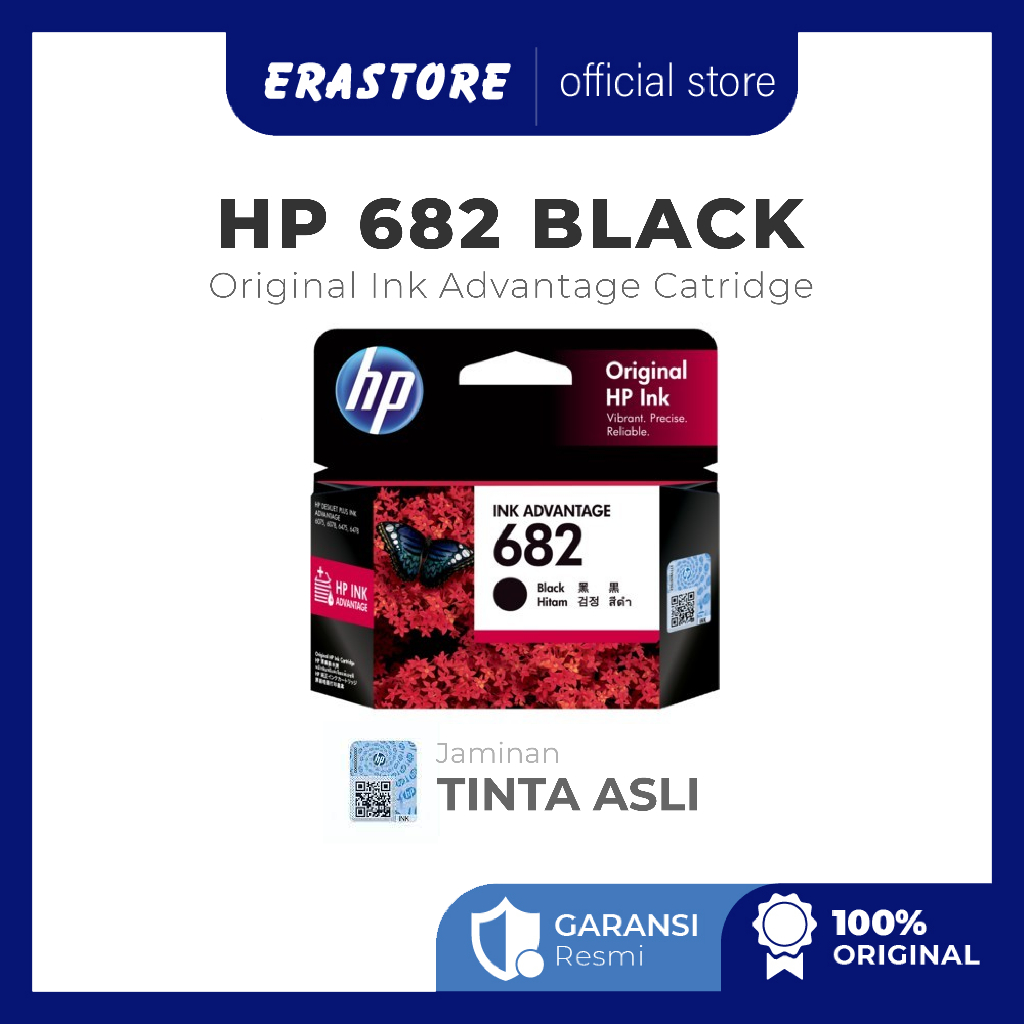 Jual HP 682 Tinta Printer Hitam Black Original Ink Advantage Cartridge ...
